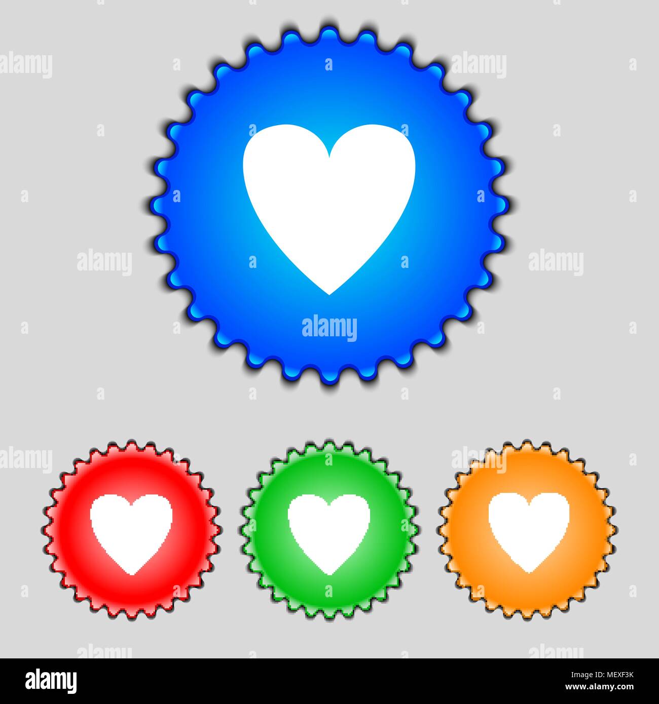 Icône de signe du coeur. Symbole d'amour. Les boutons Set colur. Vector ...