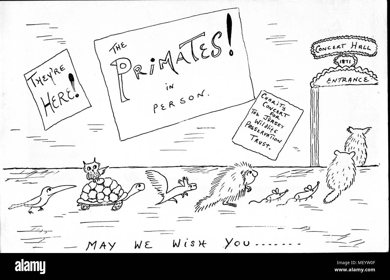 Gerald Durrell's & Jacquie Durrell's comic cartoon carte de Noël ...