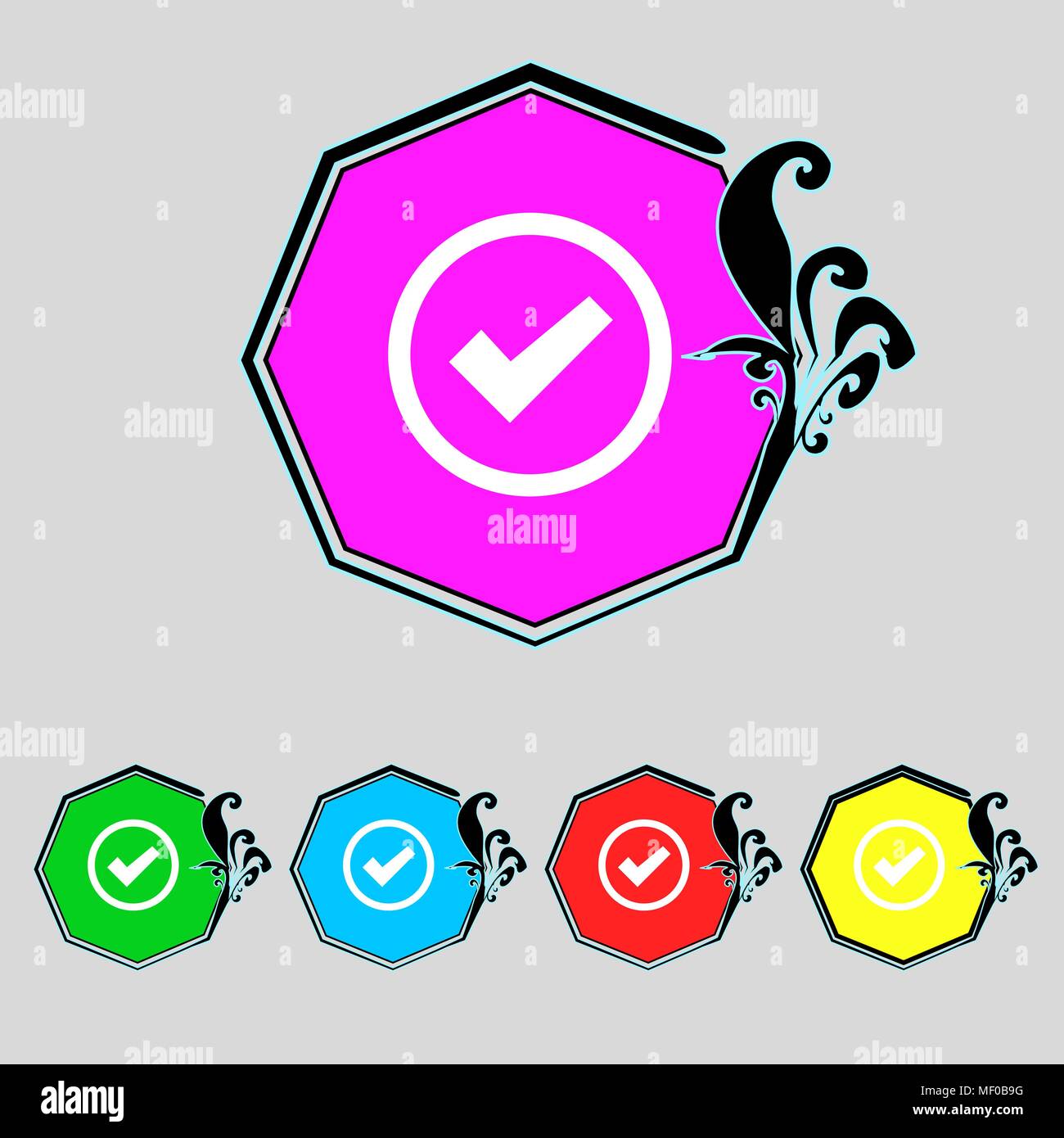 Icône de signe de validation. Case à cocher Bouton. Définir des boutons ...