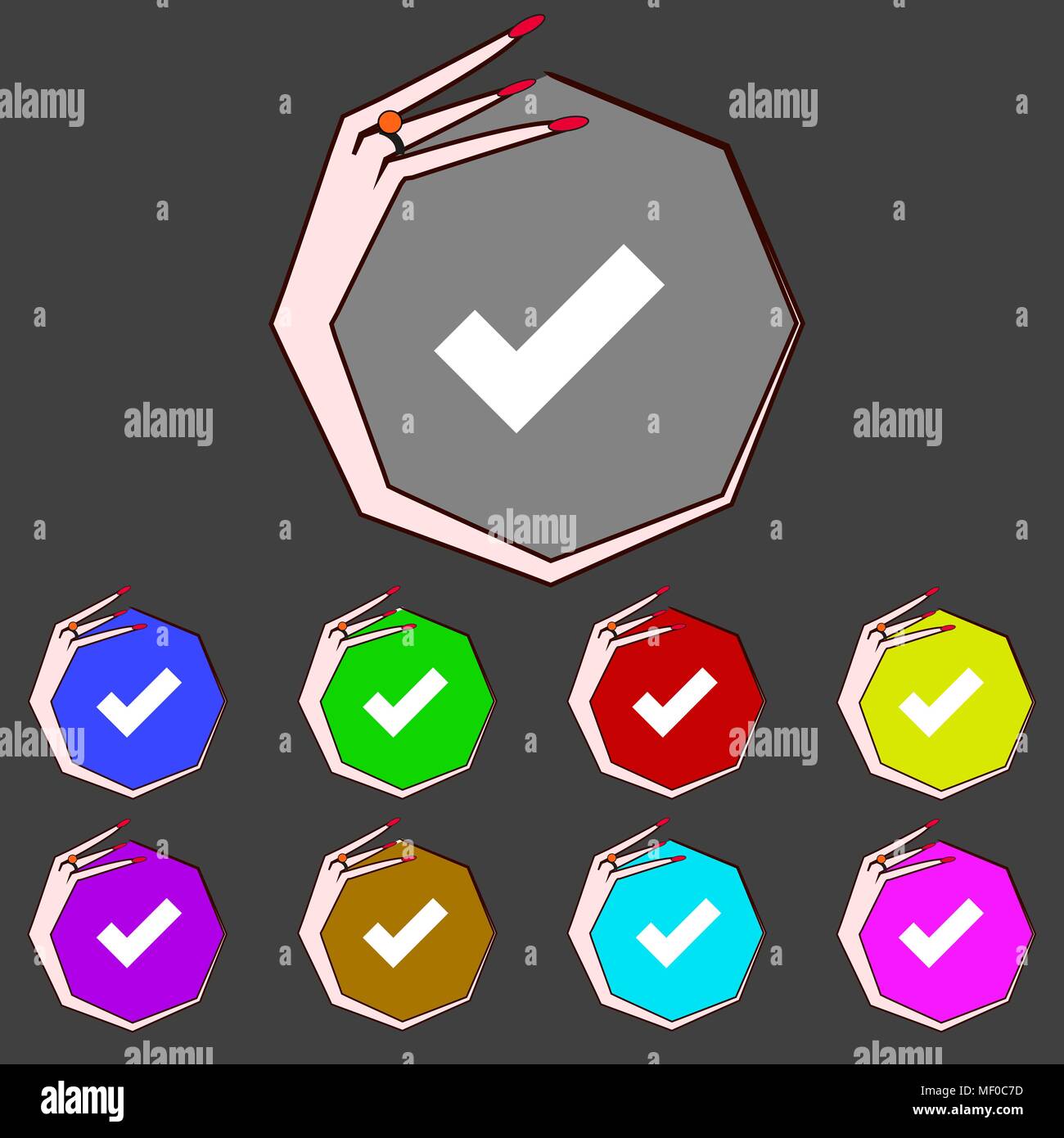 Icône de signe de validation. Case à cocher Bouton. Définir des boutons ...