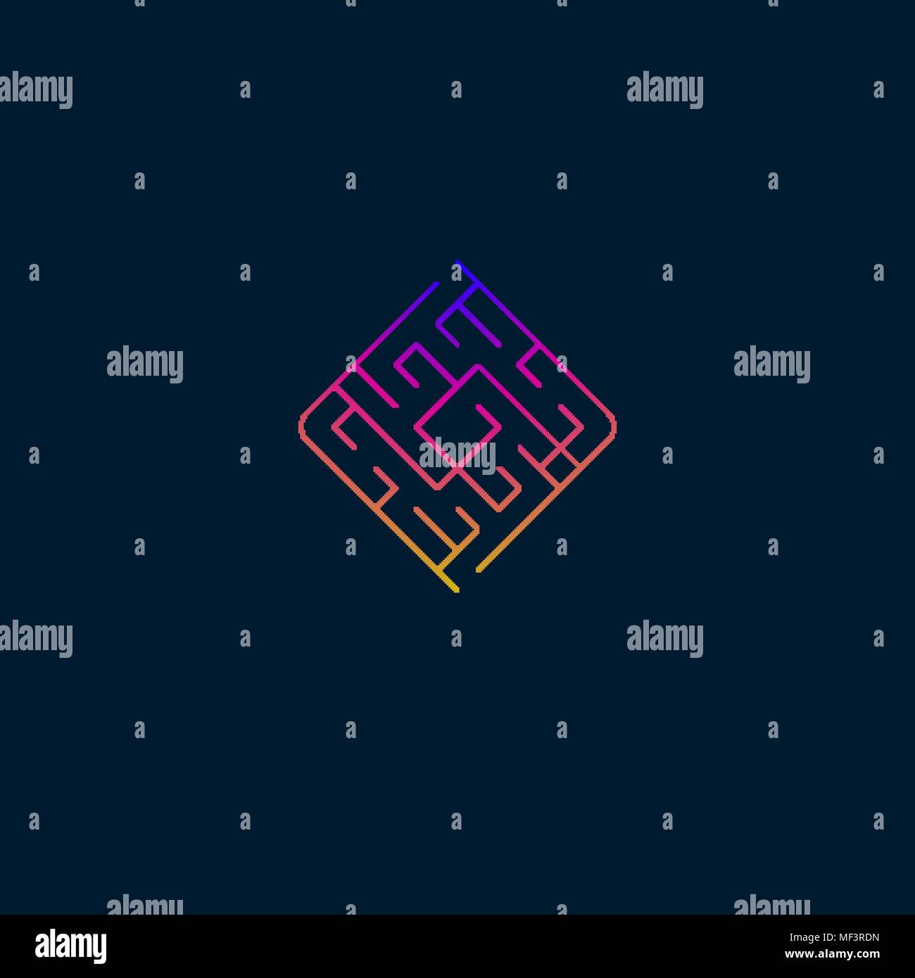 Icône labyrinthe losange. Logo design labyrinthe. Jeu enigme sign Image ...