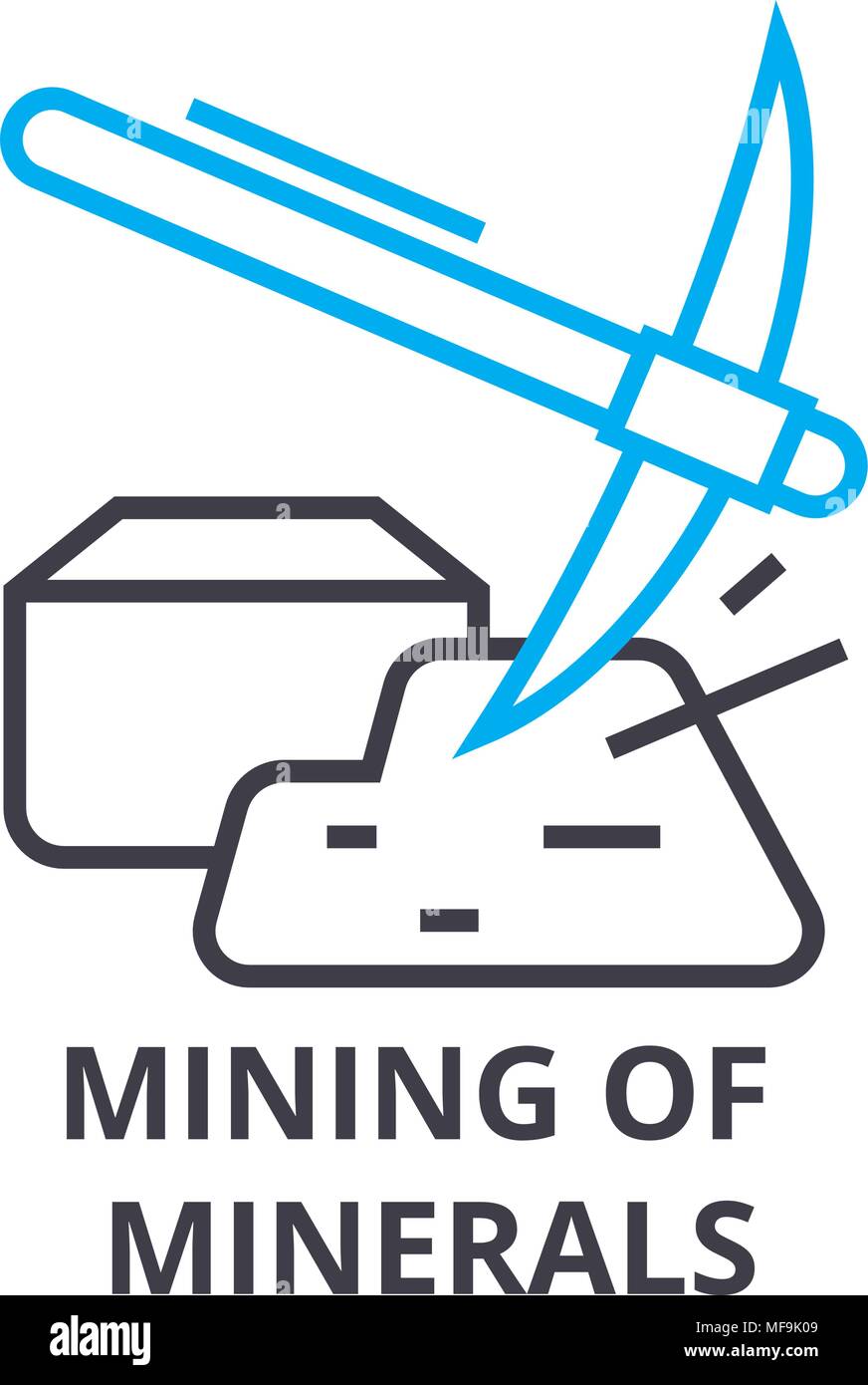 Extraction de minéraux sur l'icône de la ligne mince, signe, symbole ...