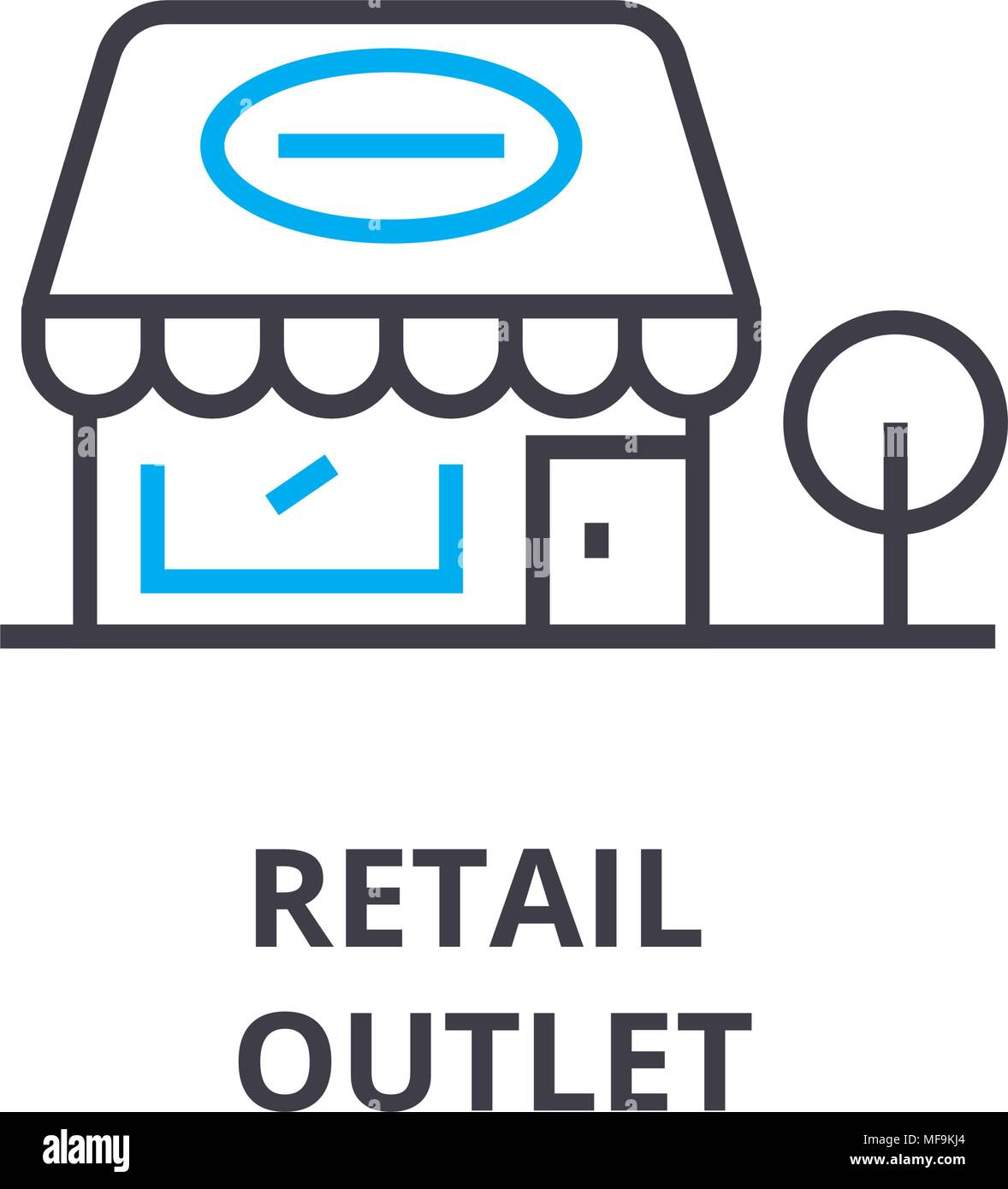 Point de vente au détail l'icône de la ligne mince, signe, symbole ...