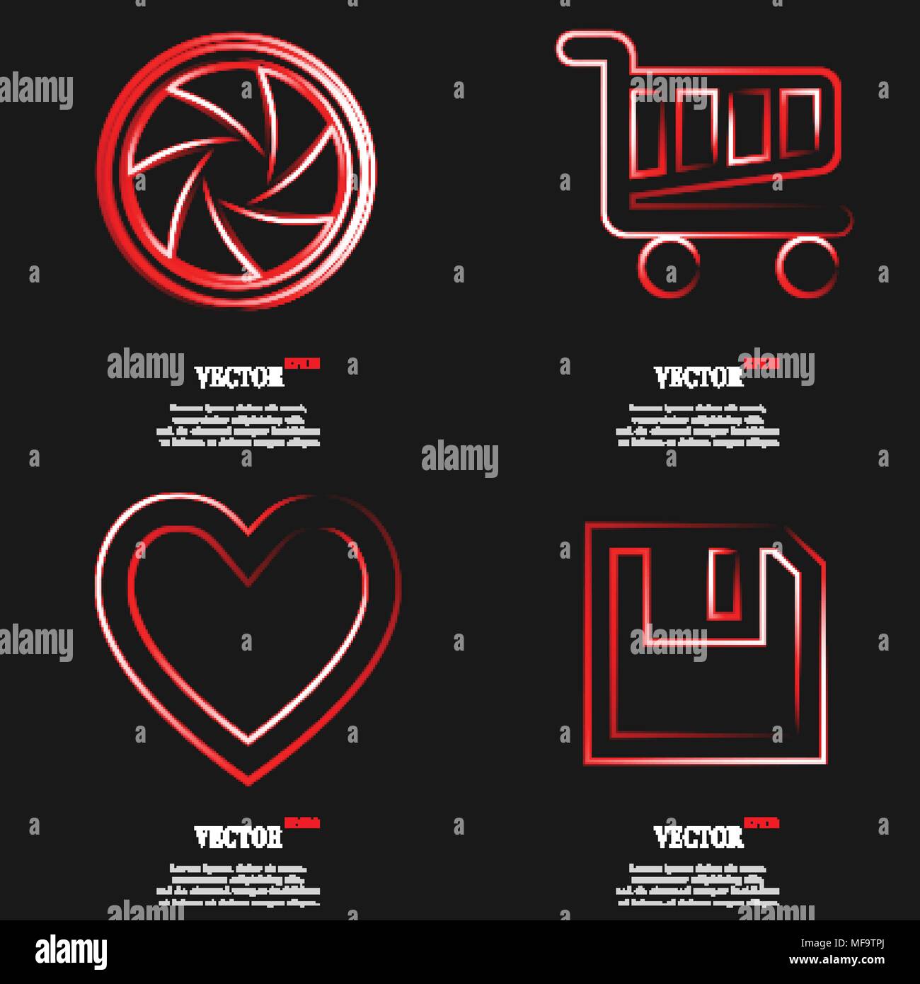 Ensemble d'icônes rouges à la mode, les tendances des symboles. Plate ...