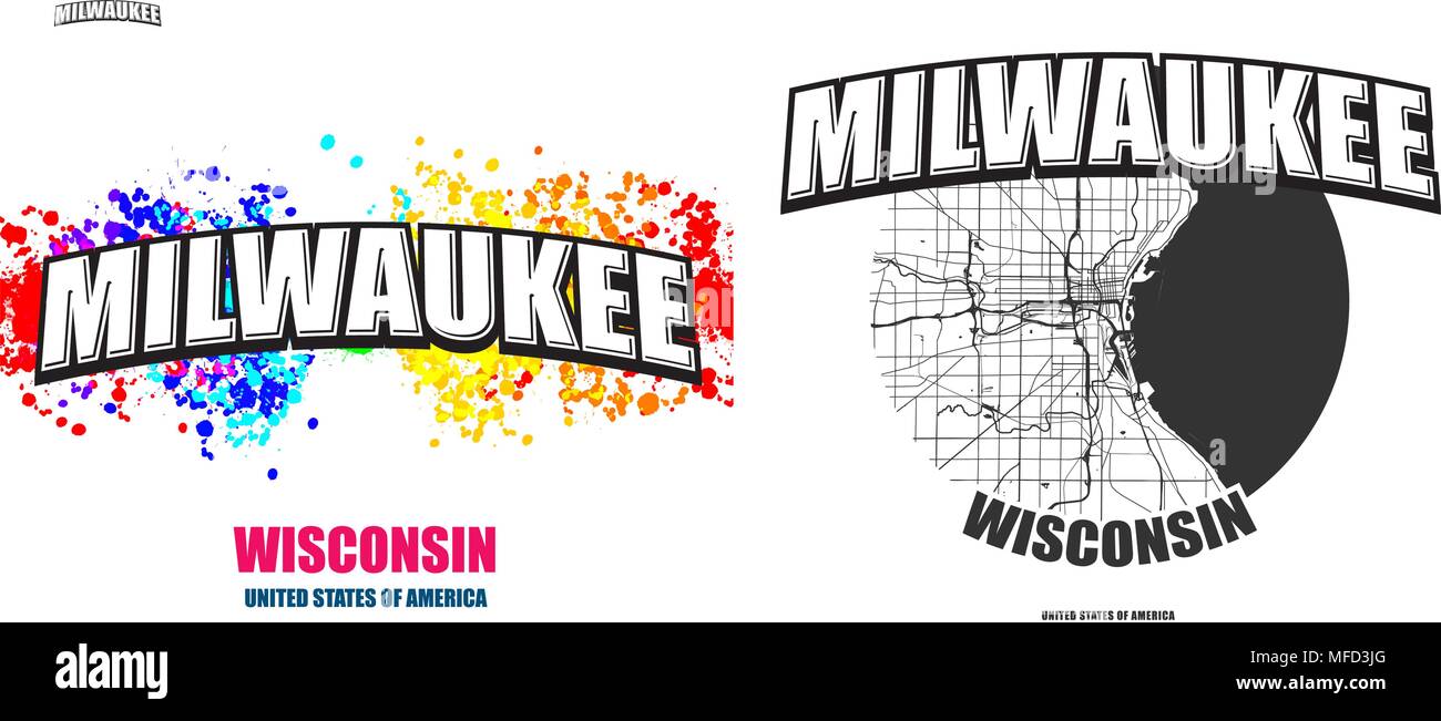 Milwaukee, Wisconsin, logo design. Deux en un avec le logo vector art ...