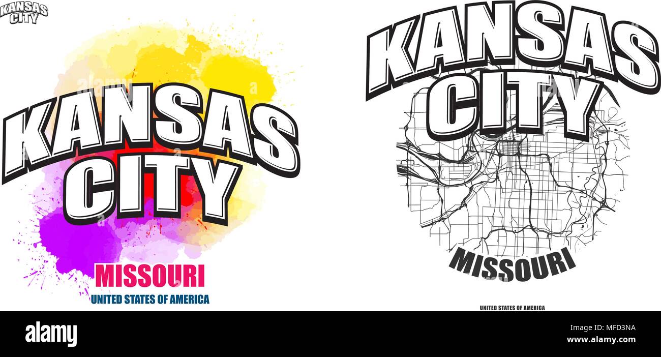 Kansas City, Missouri, logo design. Deux en un avec le logo vector art ...