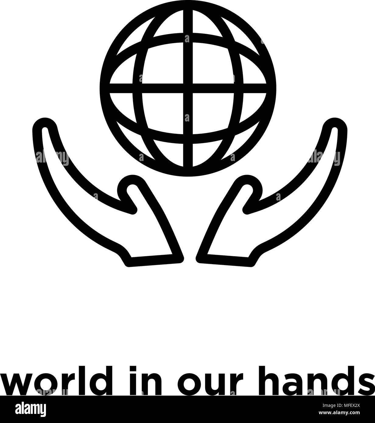 Dans notre monde l'icône main isolé sur fond blanc, vector illustration ...