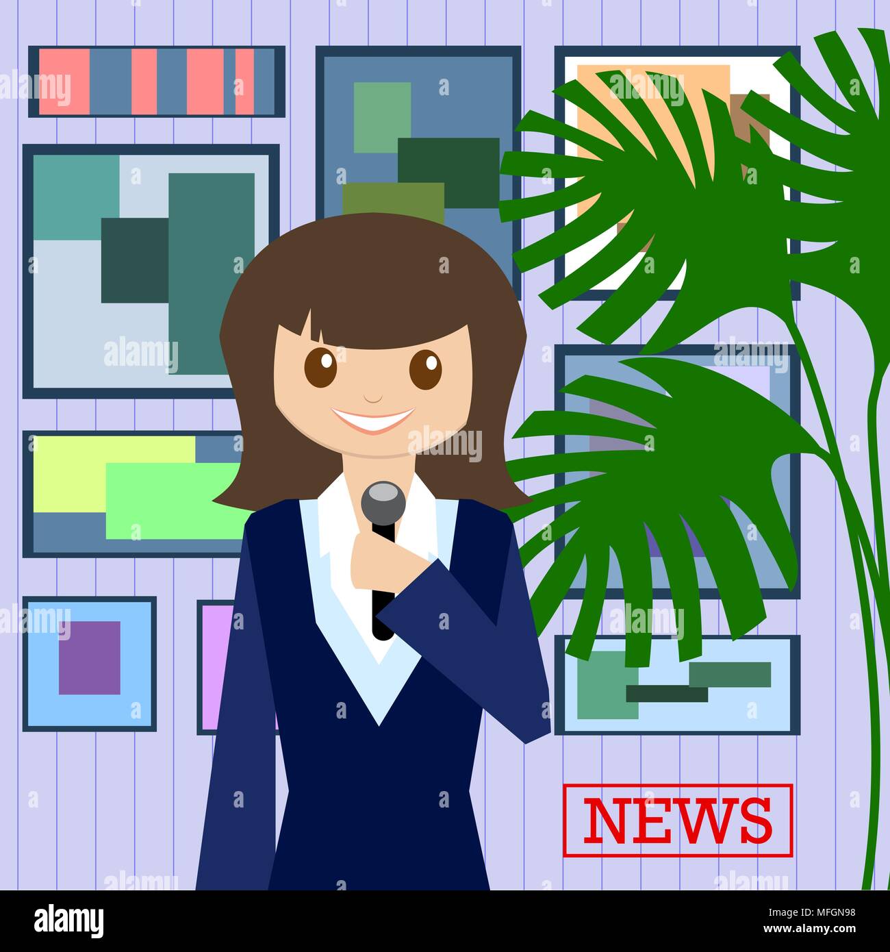 Woman journalist illustration Banque d'images vectorielles - Alamy