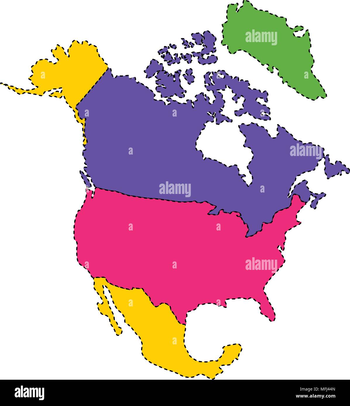 Mappa politica del nord america Banque d'images vectorielles - Alamy