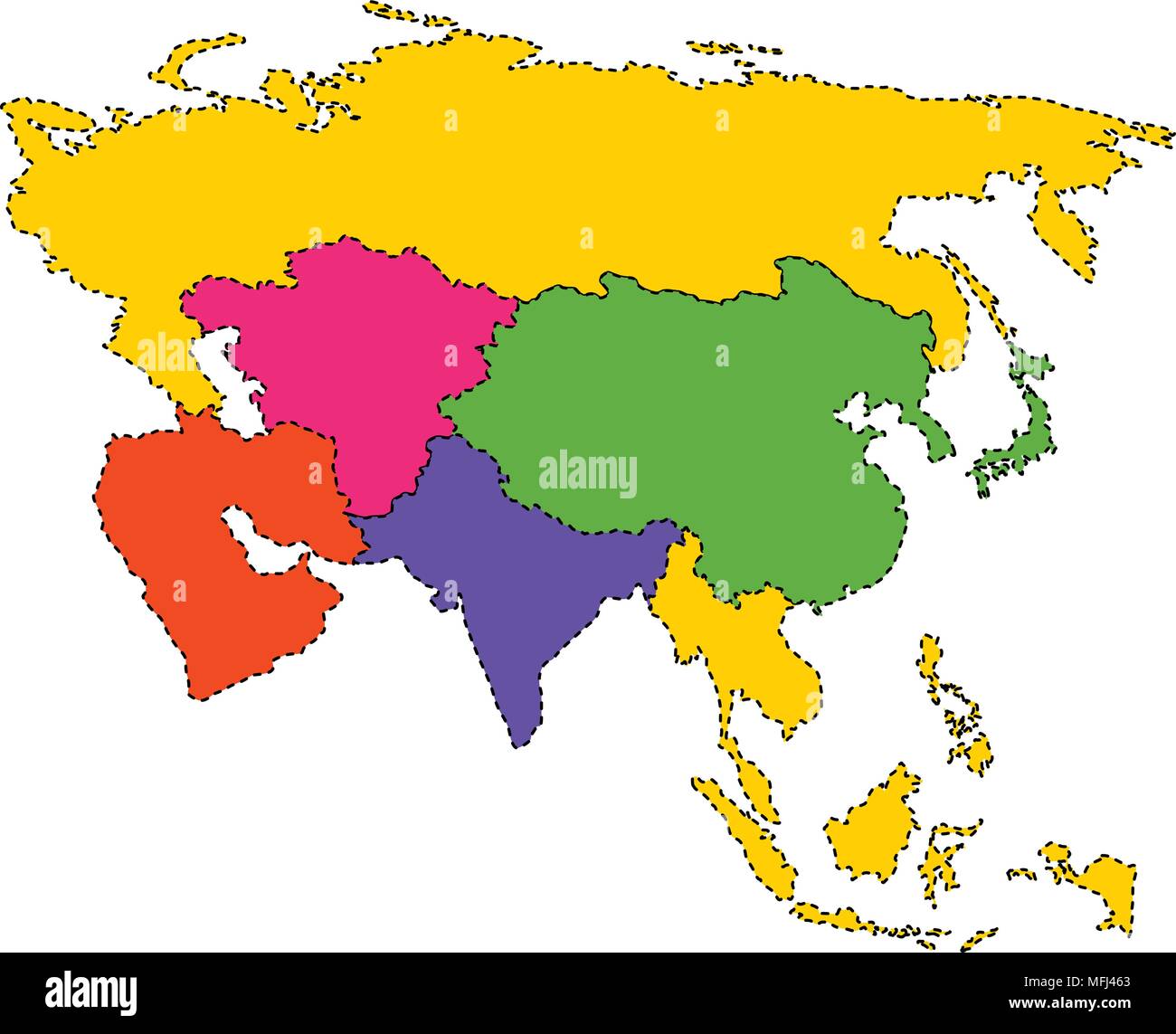 Carte politique de l'Asie Image Vectorielle Stock - Alamy