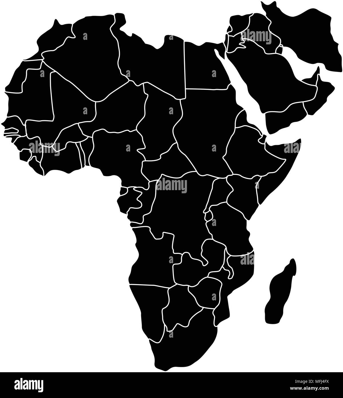 Carte politique afrique Banque d'images noir et blanc - Alamy