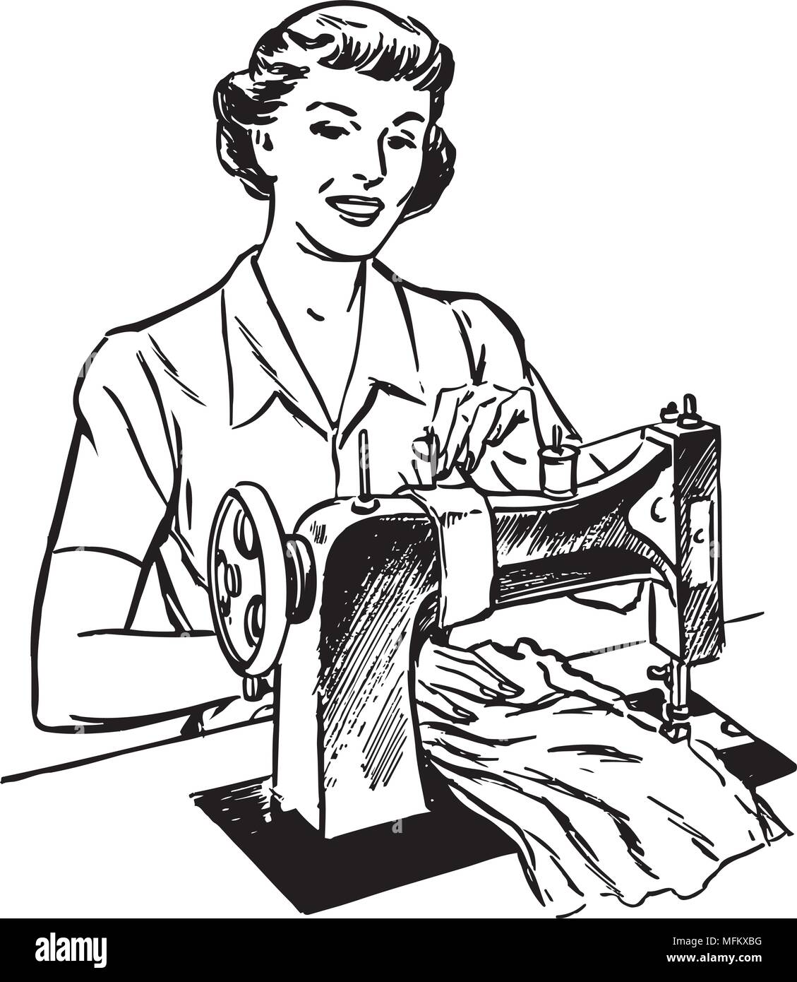 Couture dame - Retro Clipart Illustration Image Vectorielle Stock - Alamy