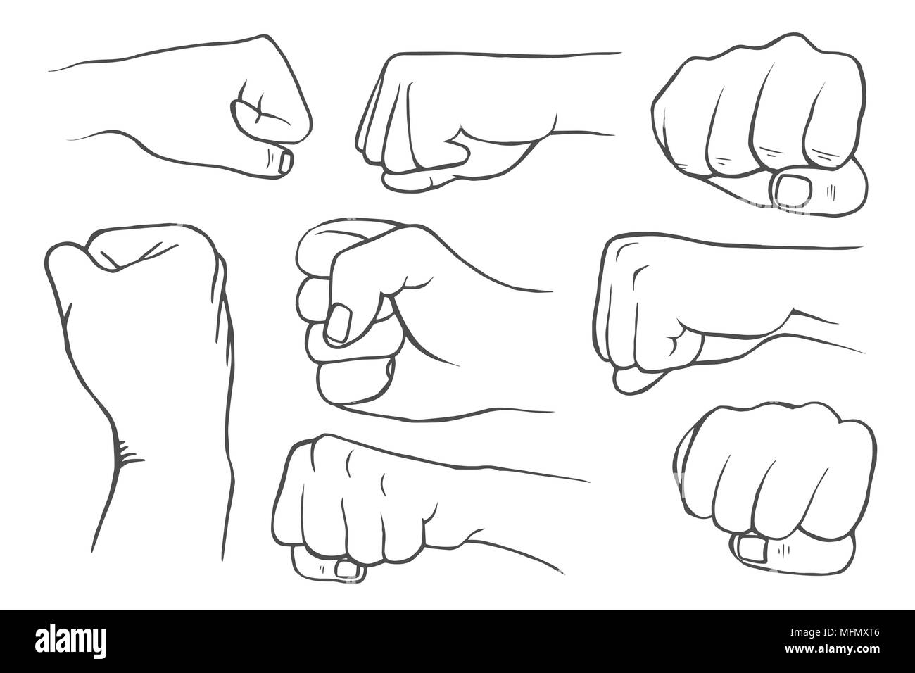 Ensemble de style vintage en poings isolé sur fond blanc. Vector ...