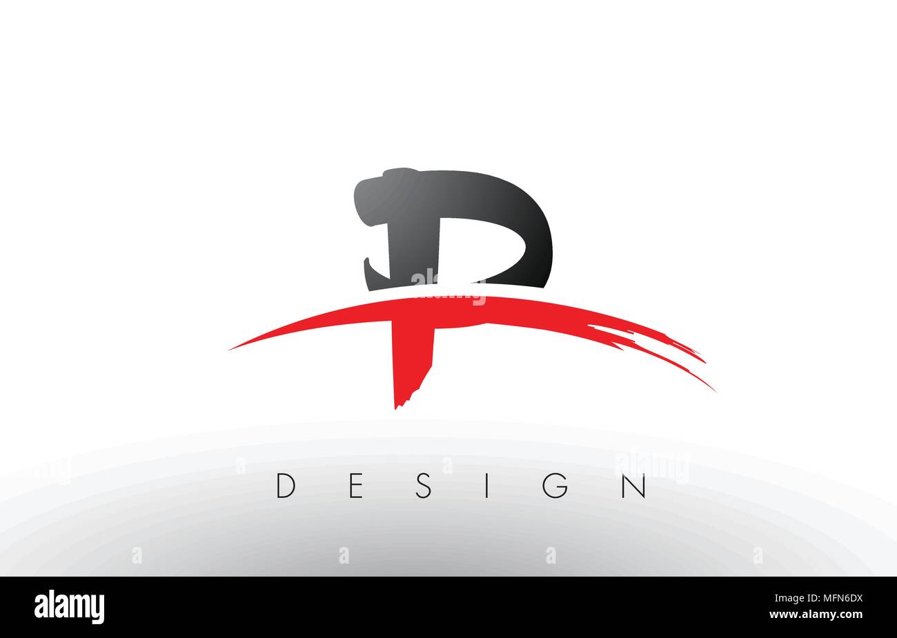 Pinceau P Les lettres du logo design avec des couleurs rouge et noire ...