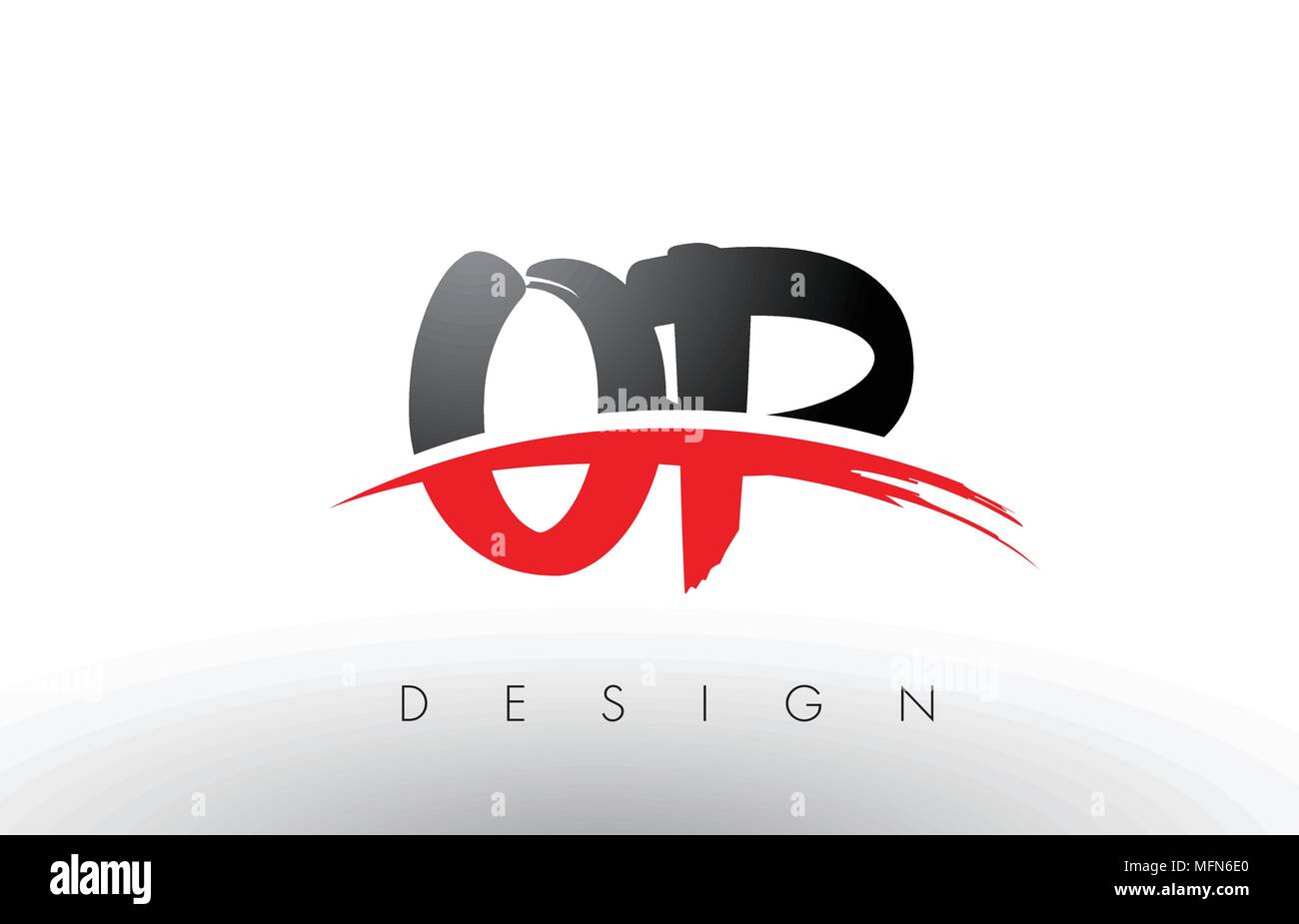OP O P Pinceau les lettres du logo design avec des couleurs rouge et ...
