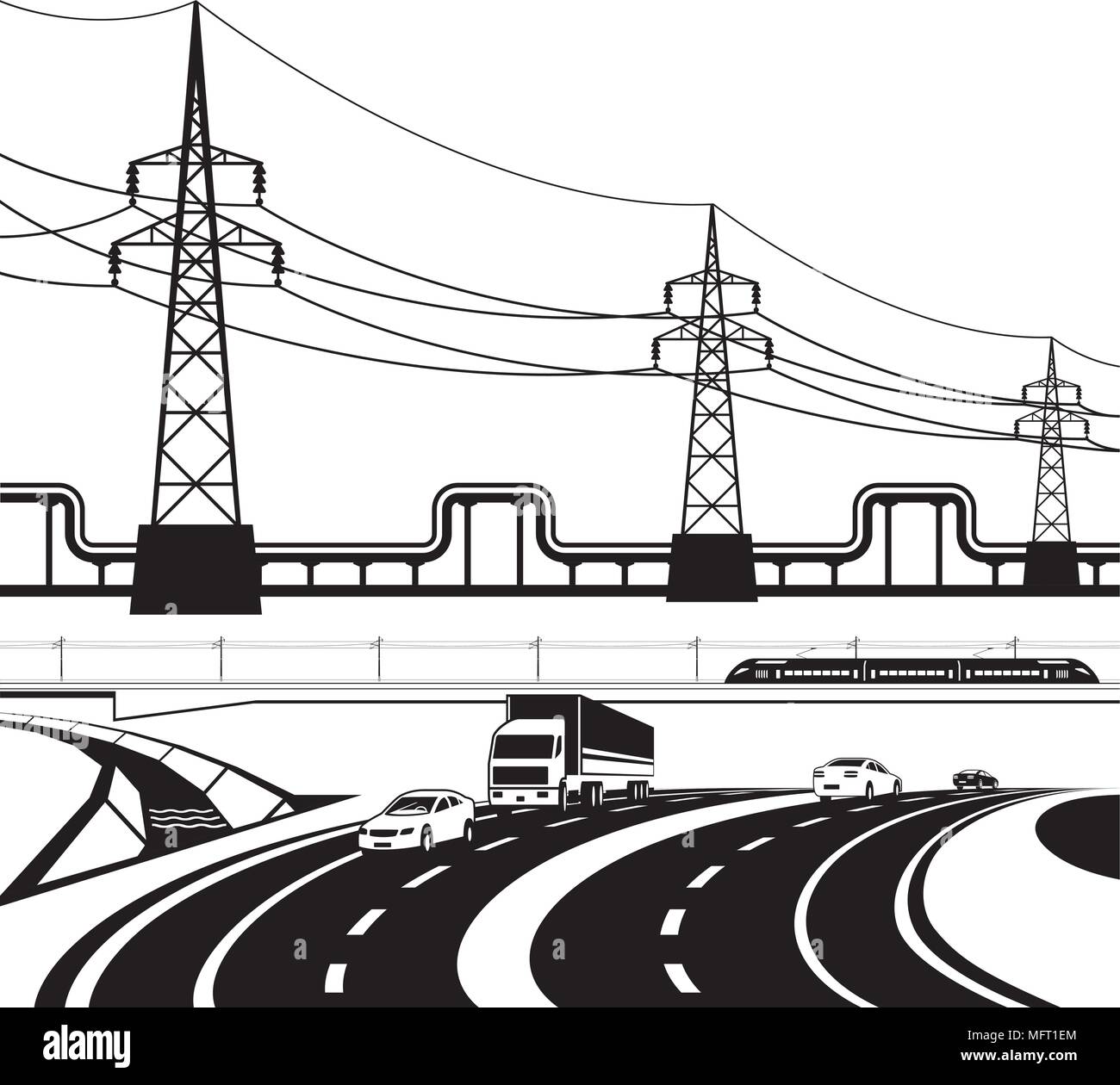 La construction des infrastructures différentes - vector illustration ...