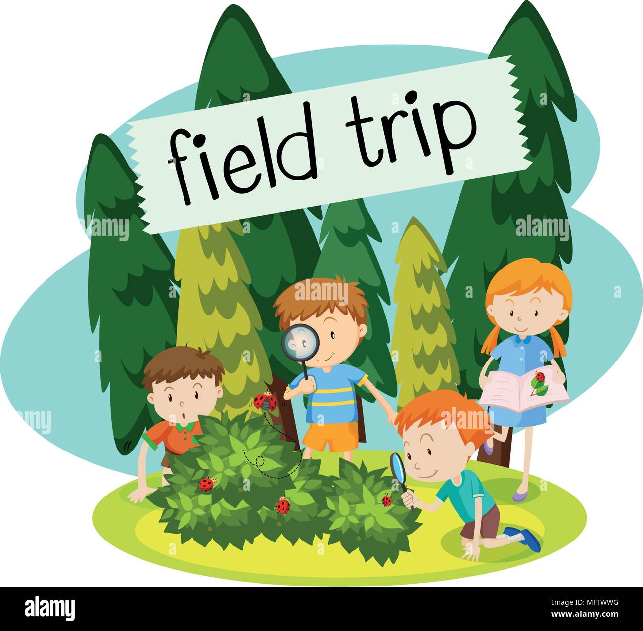 Sortie scolaire à l'illustration de la Nature Image Vectorielle Stock ...