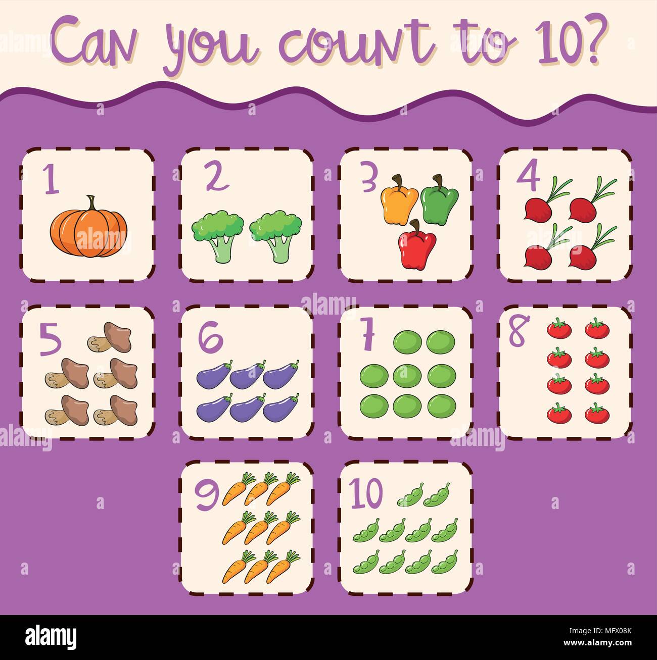 Mathématiques Compter les cartes 1 à 10 illustration Image Vectorielle ...