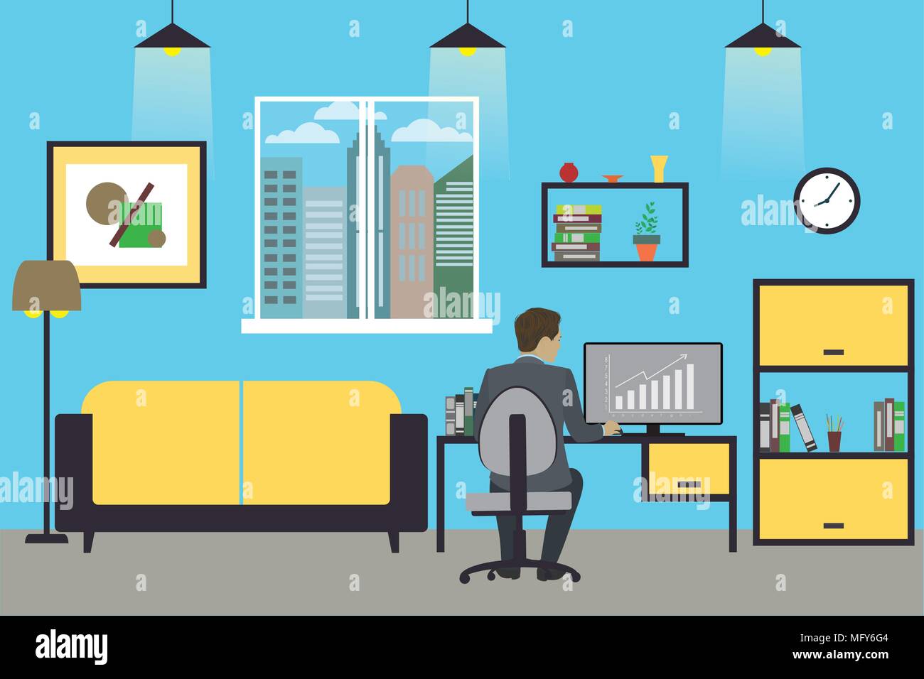 Au bureau cartoon Banque d'images vectorielles - Alamy