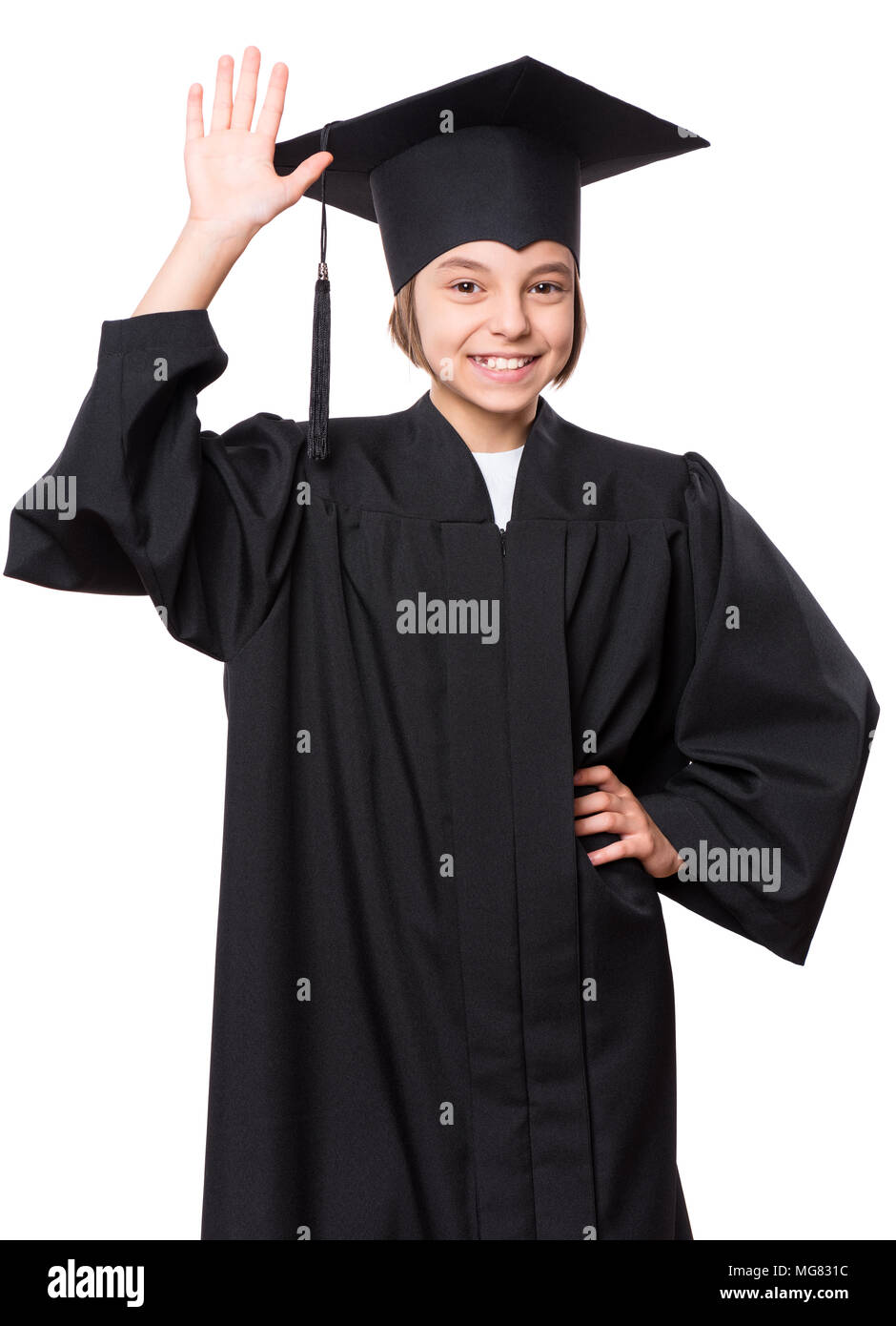 Portrait de petite fille en étudiant des cycles supérieurs graduation ...