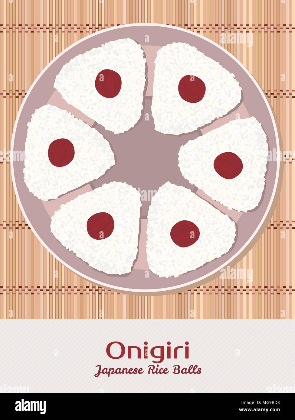 Onigiri (boule de riz japonais) avec des prunes au vinaigre. Onigiri ...