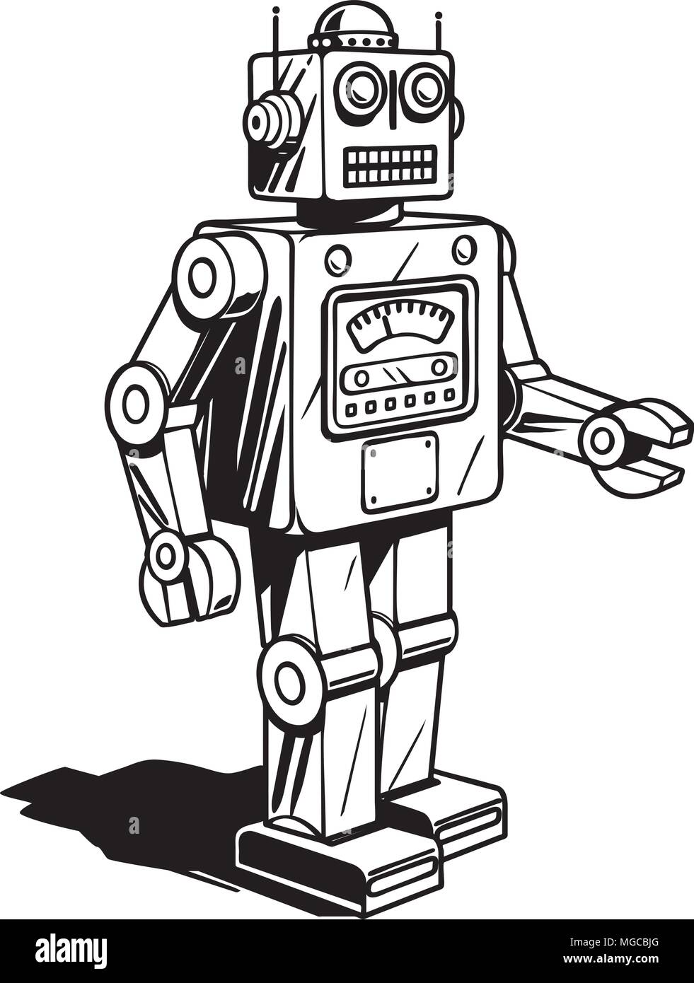 Robot Retro - Retro Clipart Illustration Image Vectorielle Stock - Alamy
