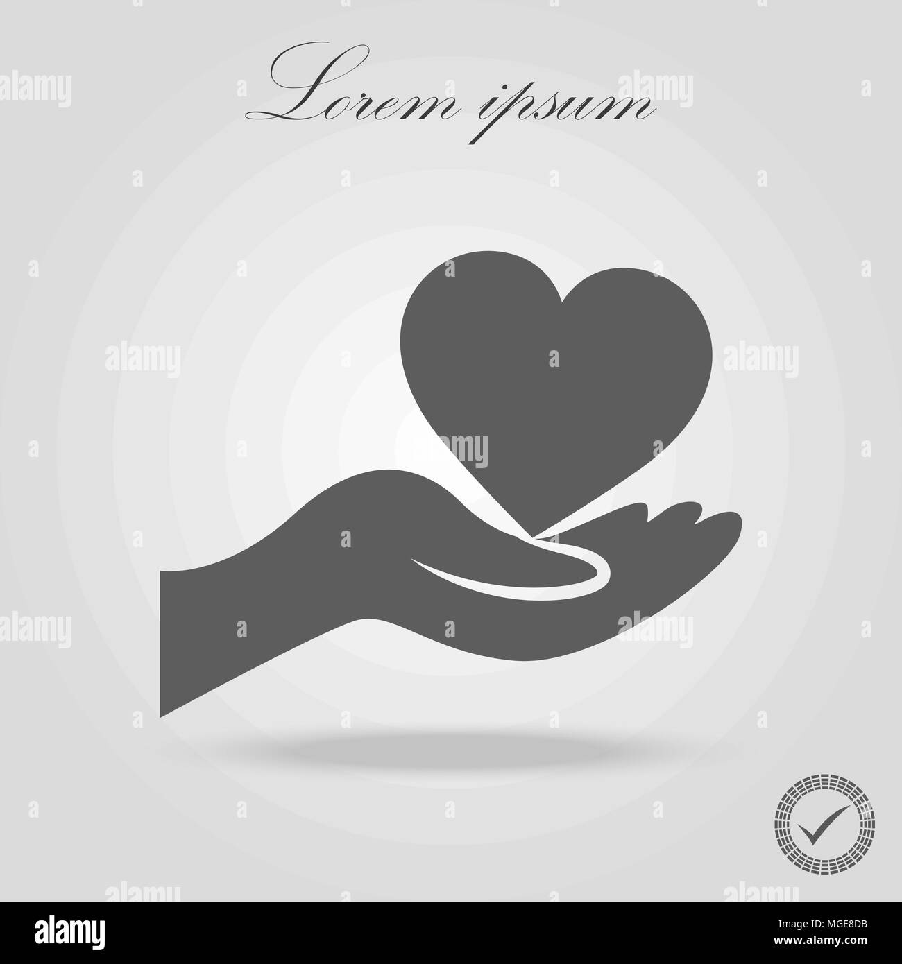 Le pictogramme du cœur en icône de la main. Illustration vecteur eps 10 ...