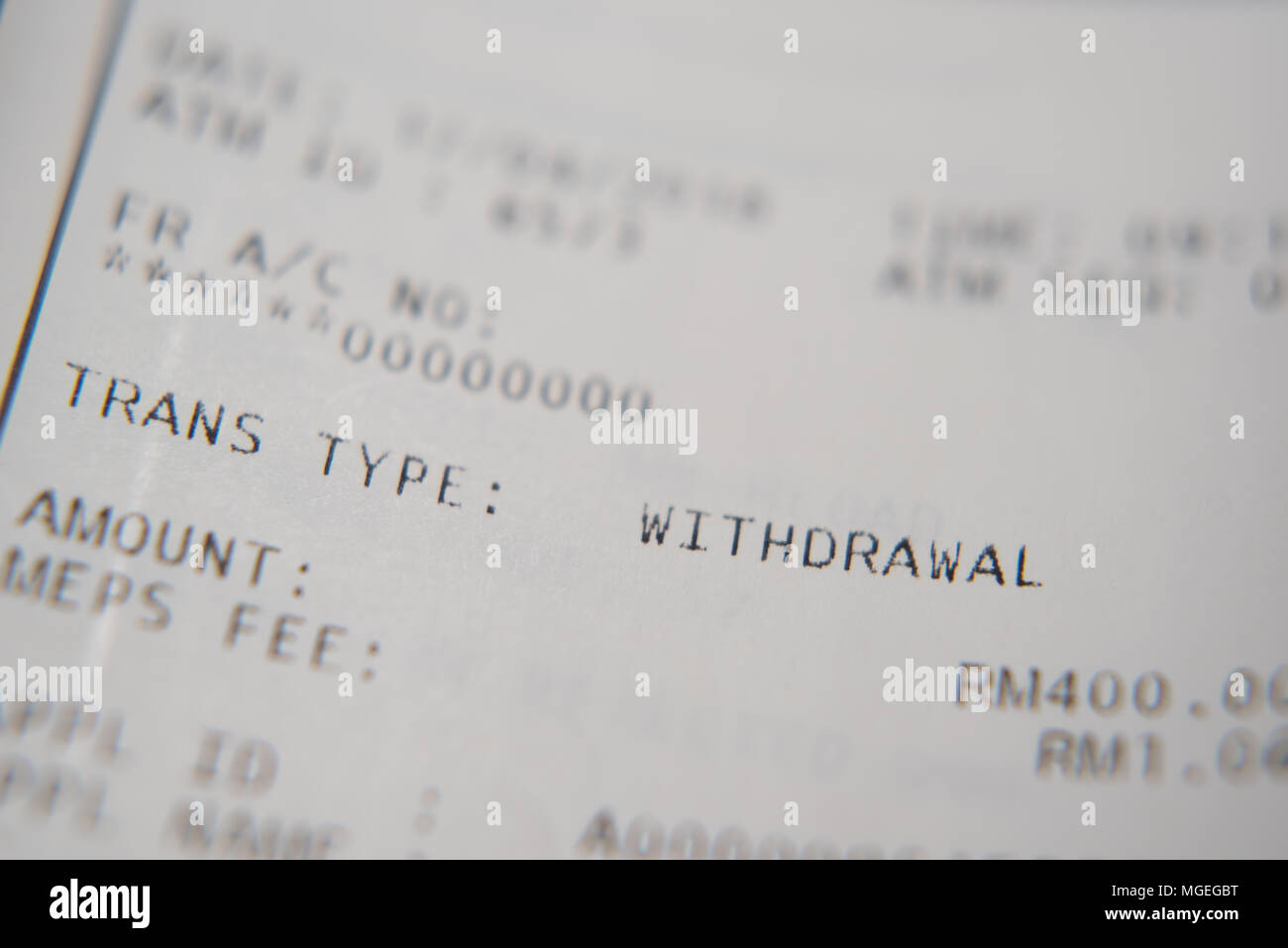 Bordereau de retrait bancaire Banque de photographies et d’images à ...