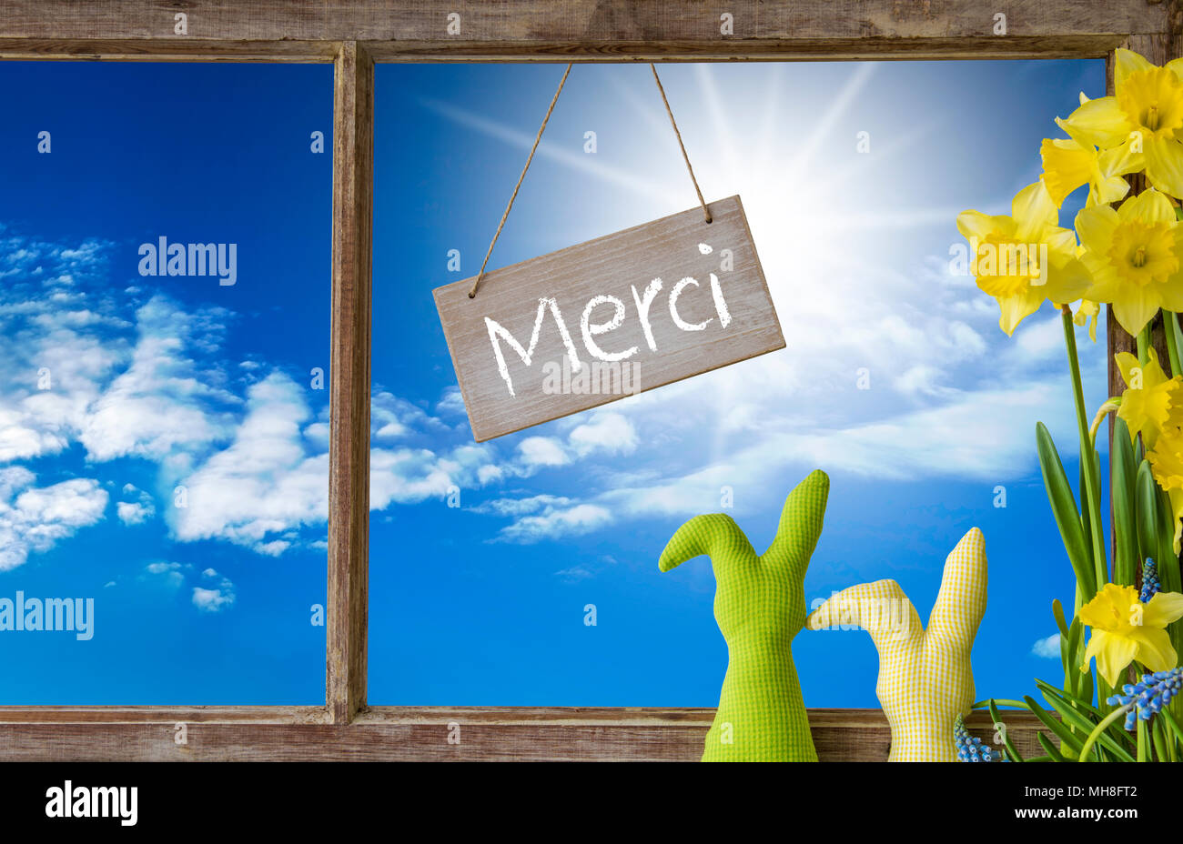 Sign french text merci means Banque de photographies et d’images à ...