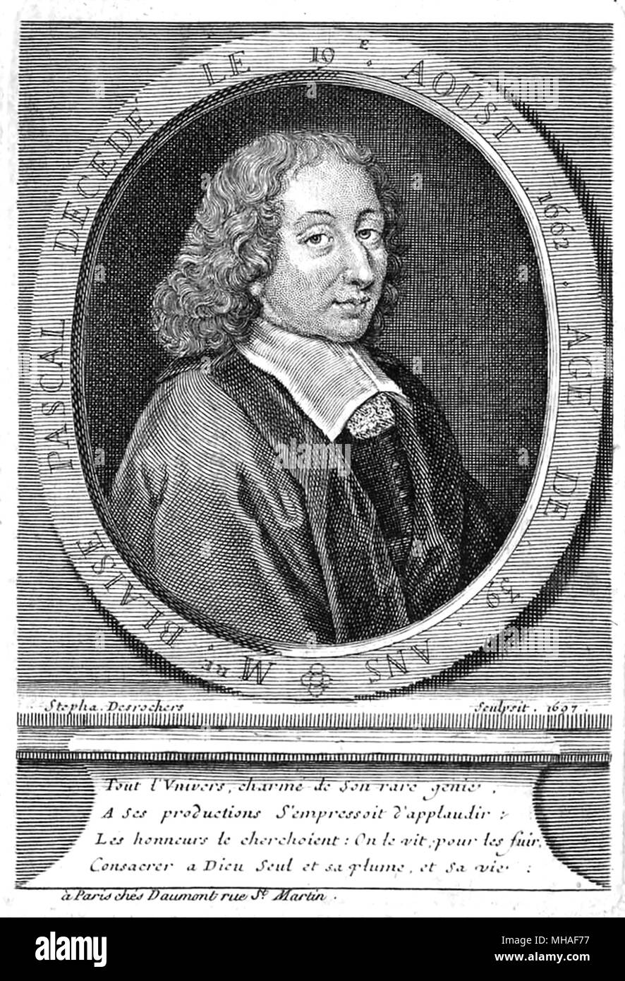 BLAISE PASCAL (1623-1662) mathématicien français, inventeur et ...