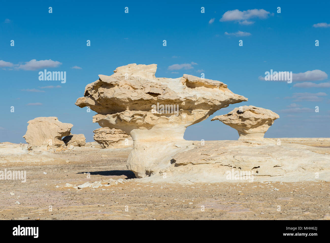 Des formations de roche de champignons au Western Désert blanc d'Egypte ...