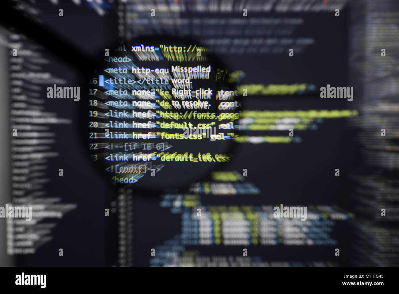 Du vrai code Html l'élaboration d'écran. Flux de travail programmation ...