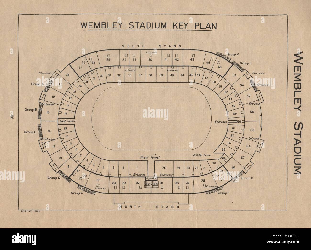 Le stade de Wembley. Vintage coin plan. Londres. L'ancien stade de ...