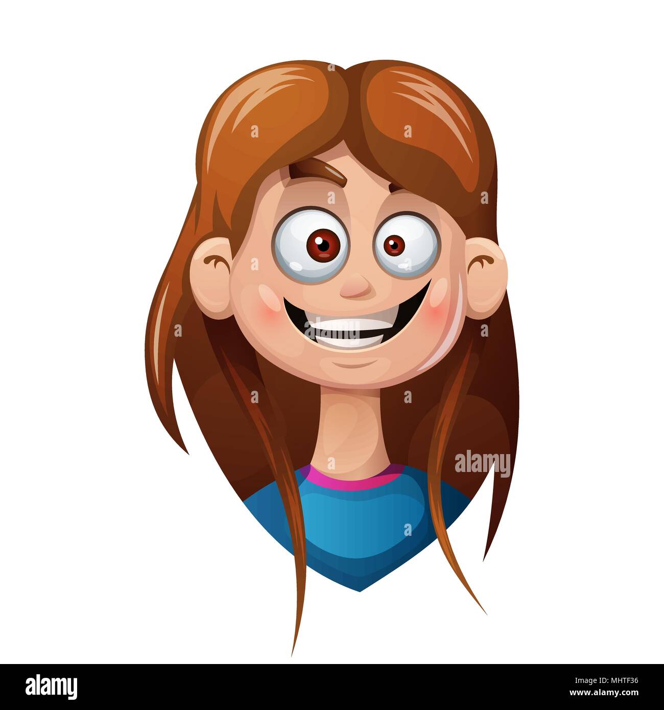 Tête de Cartoon girl. Smiley rigolo Image Vectorielle Stock - Alamy
