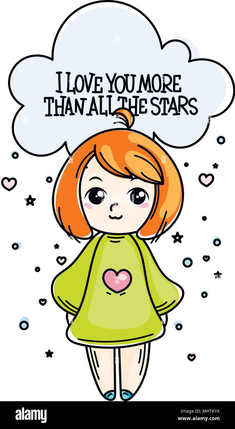 Je vous aime plus que toutes les étoiles. Cute cartoon kids. Et l ...