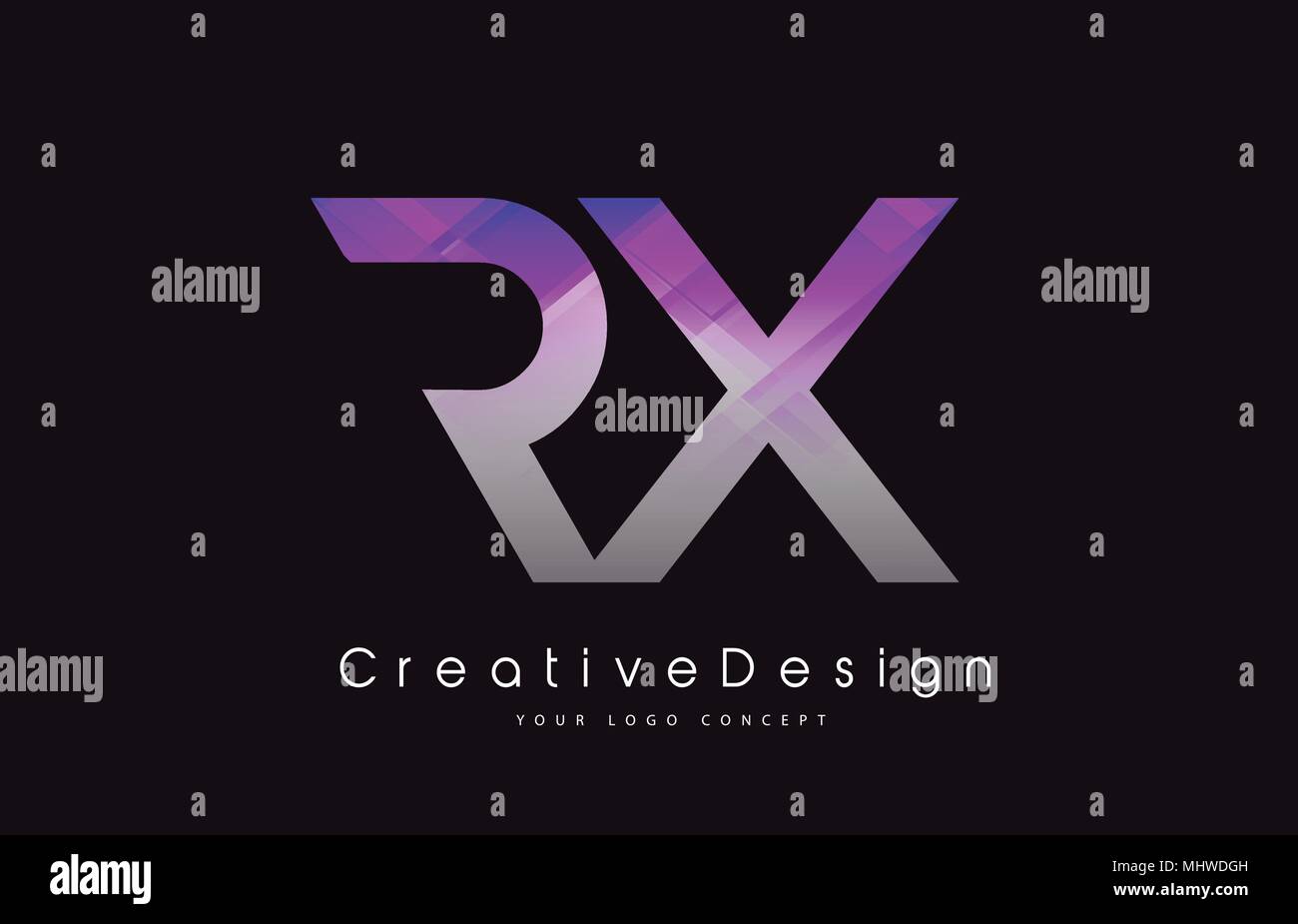 Lettre RX conception de logo en couleurs. texture violet Lettres ...