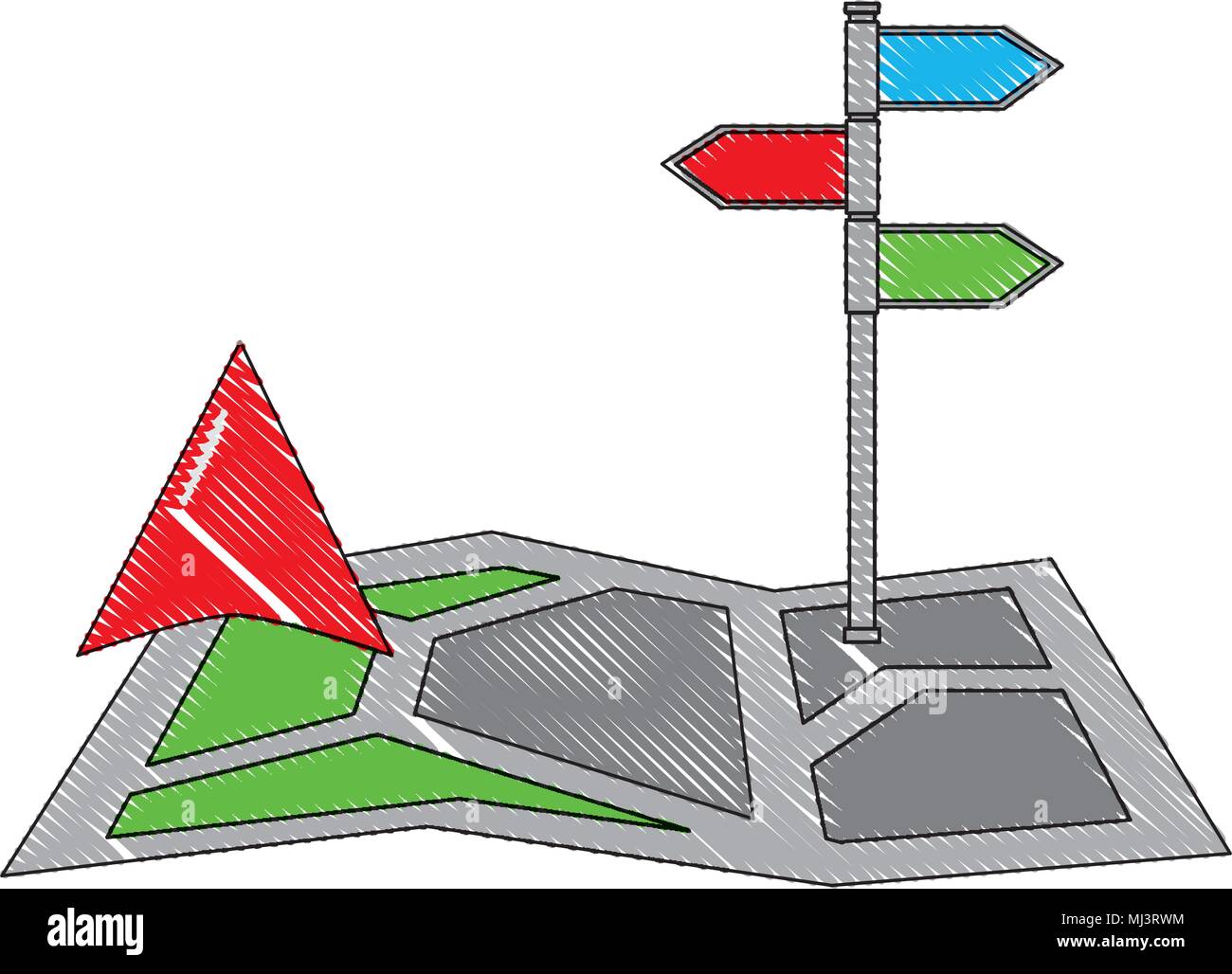 Carte de navigation GPS flèche et position du vecteur d'image dessin ...