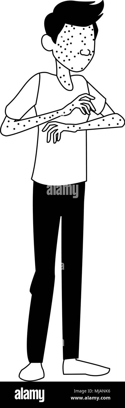 Sick person cartoon Banque d'images noir et blanc - Alamy