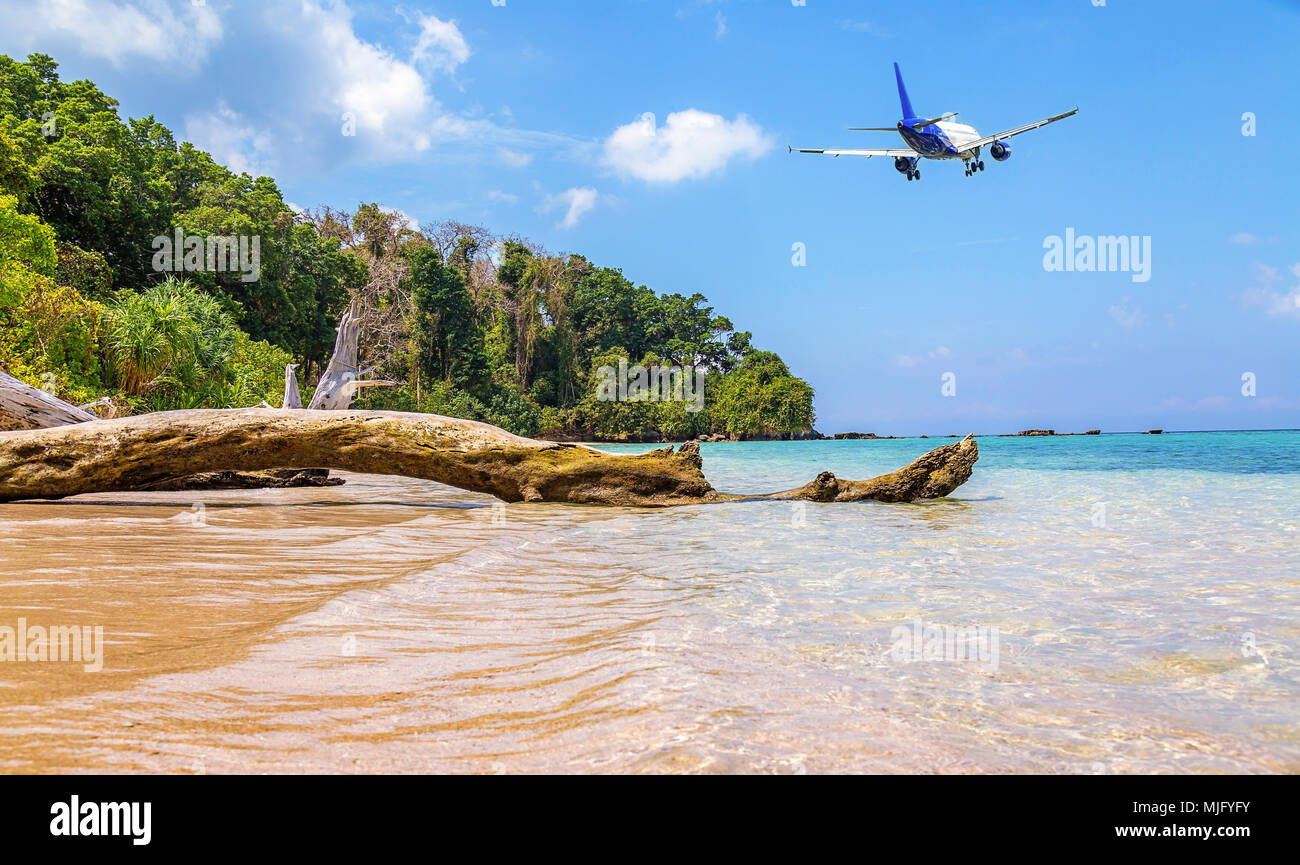 Avion volant bas au dessus de la plage Banque de photographies et d ...