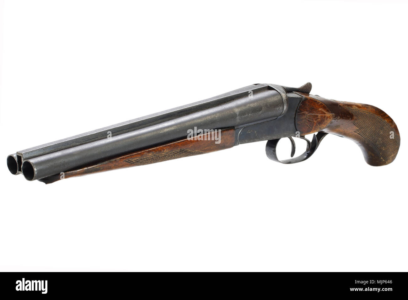 Arme du crime - fusil à canon scié isolated on white Photo Stock - Alamy