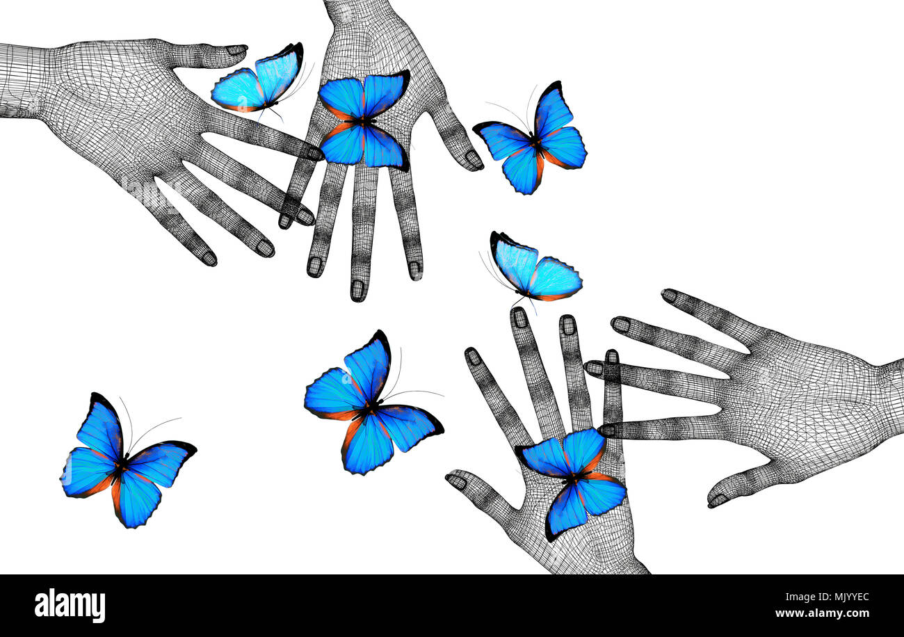 Papillon sur les mains Banque de photographies et d’images à haute ...