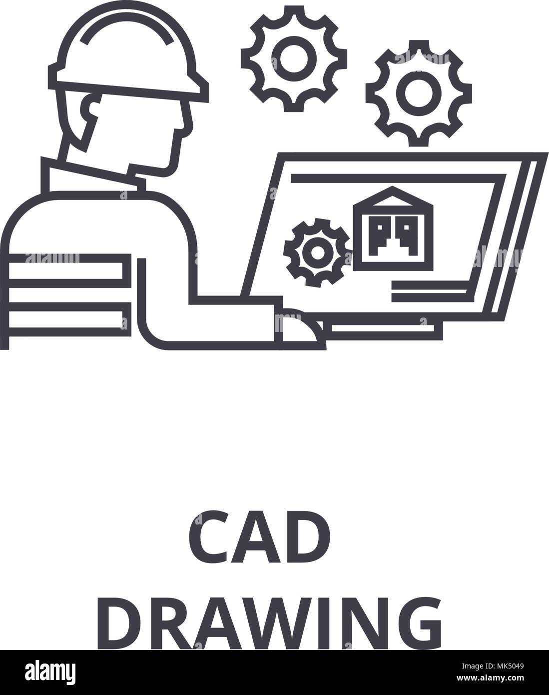 L'icône de la ligne du vecteur de dessin CAO, signe, l'illustration en ...