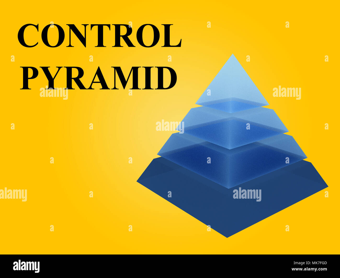 3D illustration de la pyramide de contrôle script avec meubles de ...