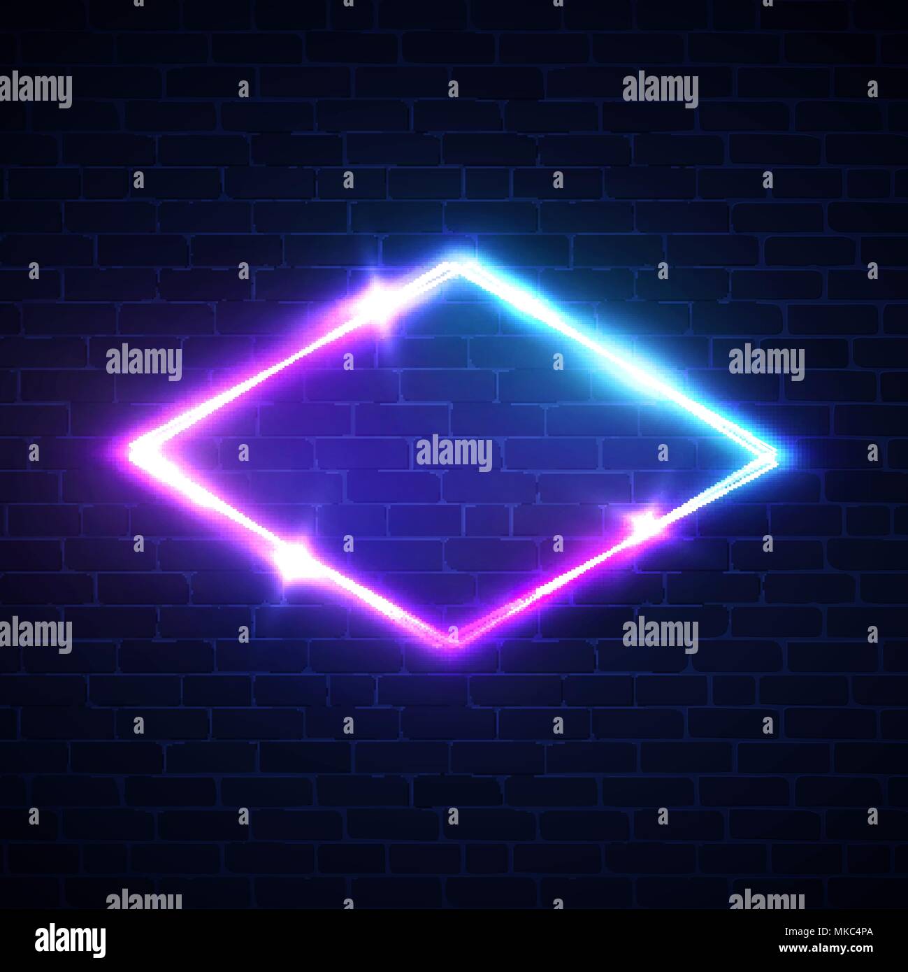 Night club neon light losanges de brique sur la texture. Signe losange ...