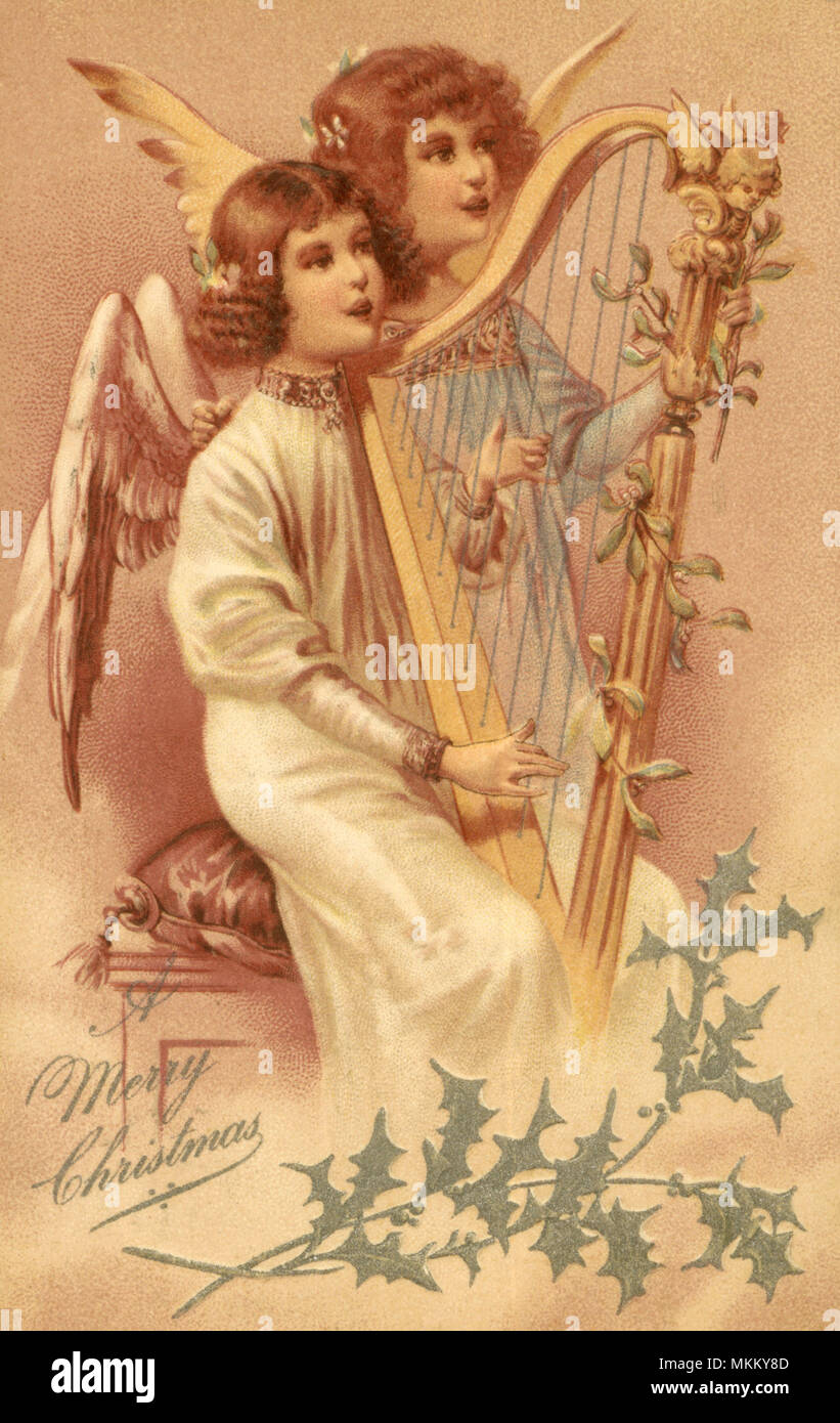 Anges avec harpe, chant Photo Stock - Alamy