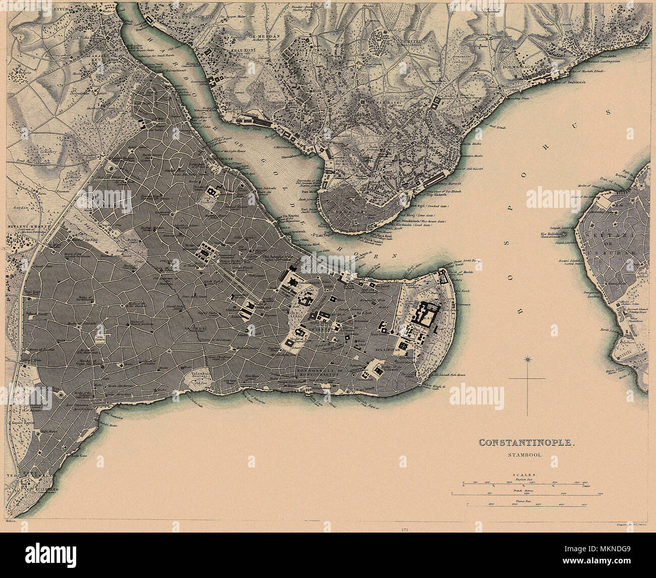 Plan de Constantinople 1840 Photo Stock - Alamy