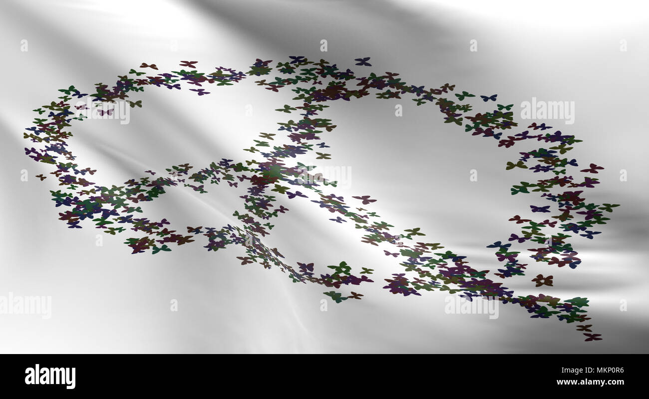 Brandissant un drapeau blanc avec le symbole de la paix, 3D Rendering ...