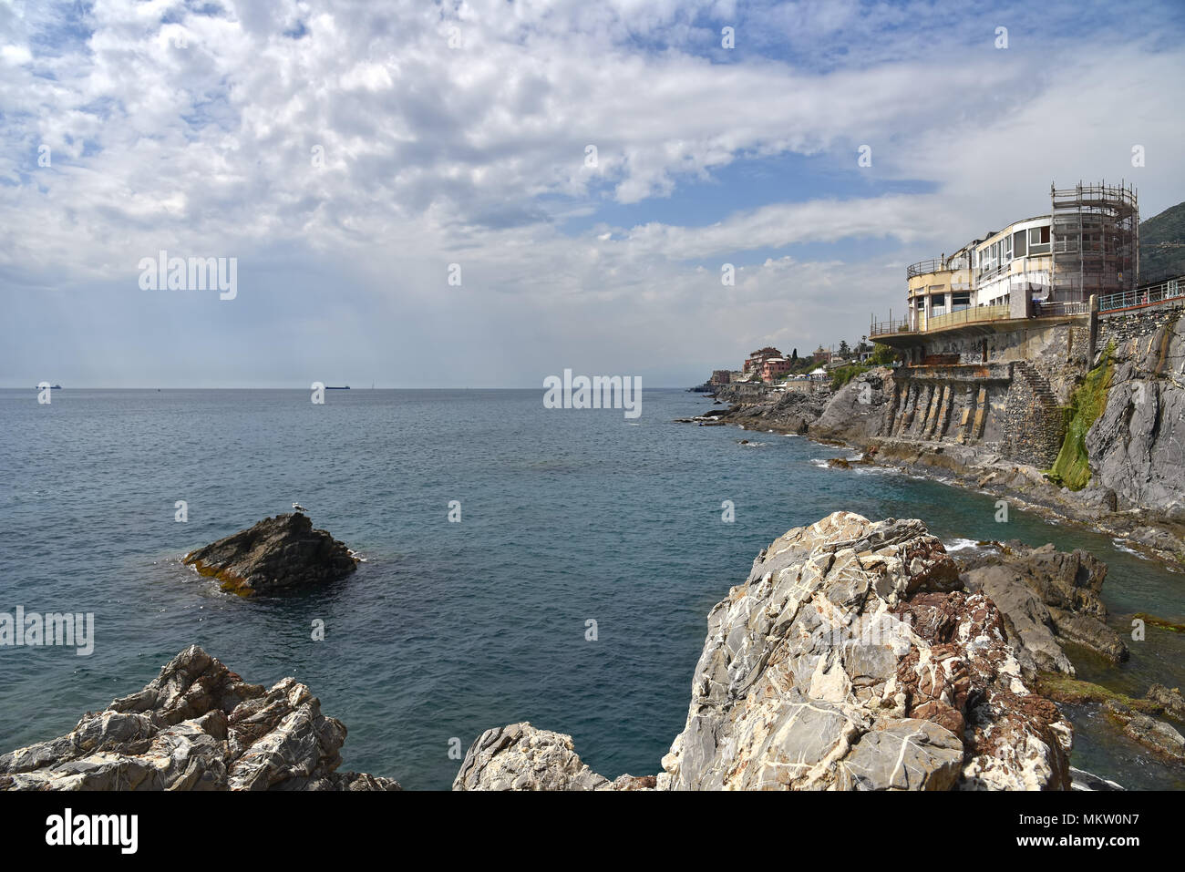 Gênes Nervi waterfront - Promenade et le littoral - Italie - mer ...