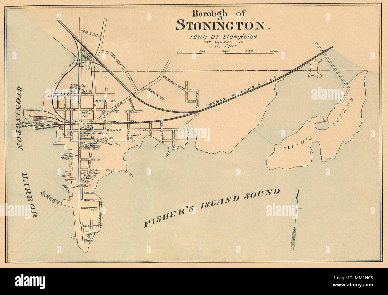 La carte du quartier de Stonington. Stonington. 1893 Photo Stock - Alamy