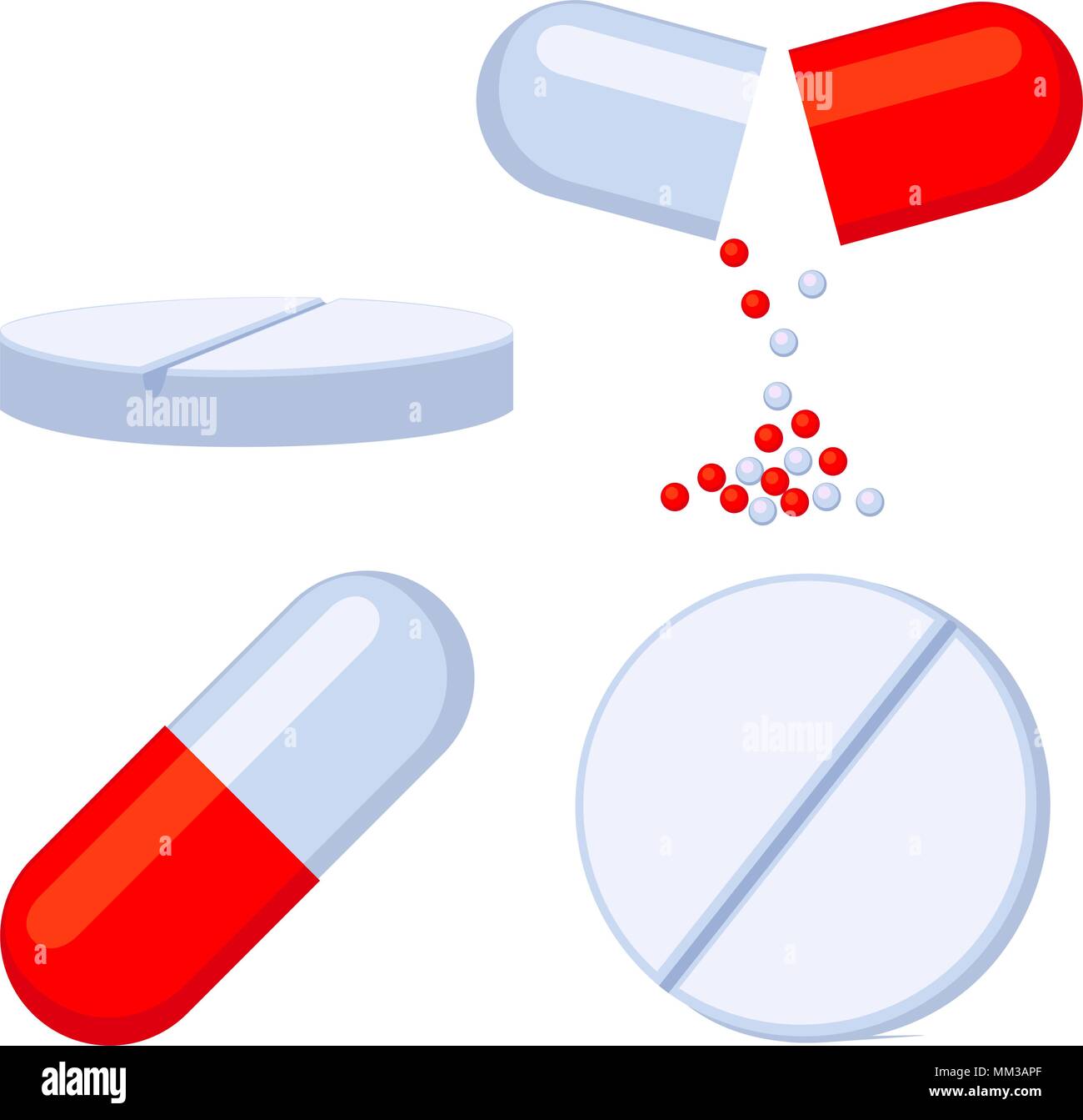 Les drogues médicales catroon colorés set isolé sur fond blanc. Le ...
